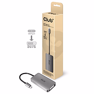 Club3D CAC-1510 USB Type C to Dual Link DVI-D Cable Adapter Support 3840x2160@30hz, 2560x1600@60Hz HDCP Support M/F