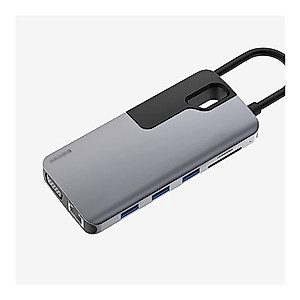 Port Expander Docking Station 10 in 1 USB C Hub with Hidden Cable (Ethernet, HDMI, VGA, 3 USB 3.0, SD/TF Card Reader, PD 87W, 3.5mm Audio) USB Splitter