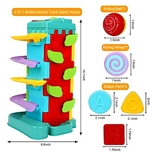 INSOON 4 in 1 Baby Activity Cube Toddler Toys age 1-2 with Music Lights Race Track Ball Toys for 1 2 3 4 Year Old Girls Boys STEM Developmental Fun Learning Toy Montessori Fine Motor Best Toddler Gift
