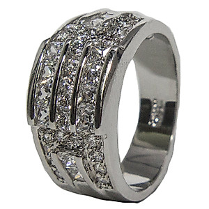 RS Covenant Women's Rhodium Plated Dress Ring Princess and Round Cut CZ 011 (5)