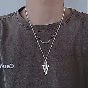 LuxglitterLin Men's Spear Point Arrowhead Cremation Urn Necklace for Ashes Arrow Ashes Holder Memorial Keepsake Pendant Jewelry, (UR-12 Arrowhead)