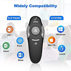 Presentation Clicker Wireless Presenter Remote, PowerPoint Clickers with Laser Pointer, RF 2.4GHz USB Wireless Presenter Clicker for PowerPoint Presentations for Mac/Laptop/Computer