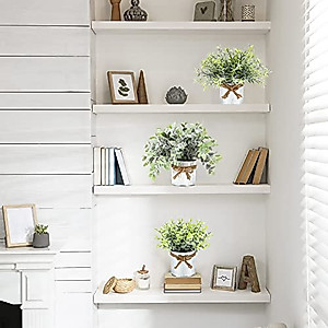 CEWOR 3 Pack Fake Potted Plants for Farmhouse Decor, Artificial Eucalyptus Metal Pots in Rustic Rectangular Pots Table Centerpiece for Dining Room Bathroom Desk Room Office Greenery Decor or Gift