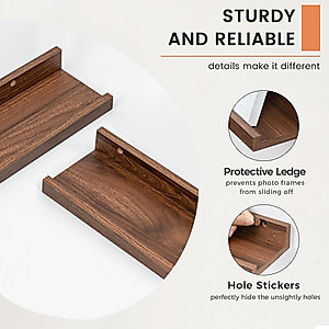 Picture Ledge Shelf, Floating Shelves Set of 2, 48 Inches Long Large Nursery Book Shelves for Toys Storage, Kids Bookshelf Wall Mounted for Living Room Bedroom Decor Books Photo Frames, Walnut