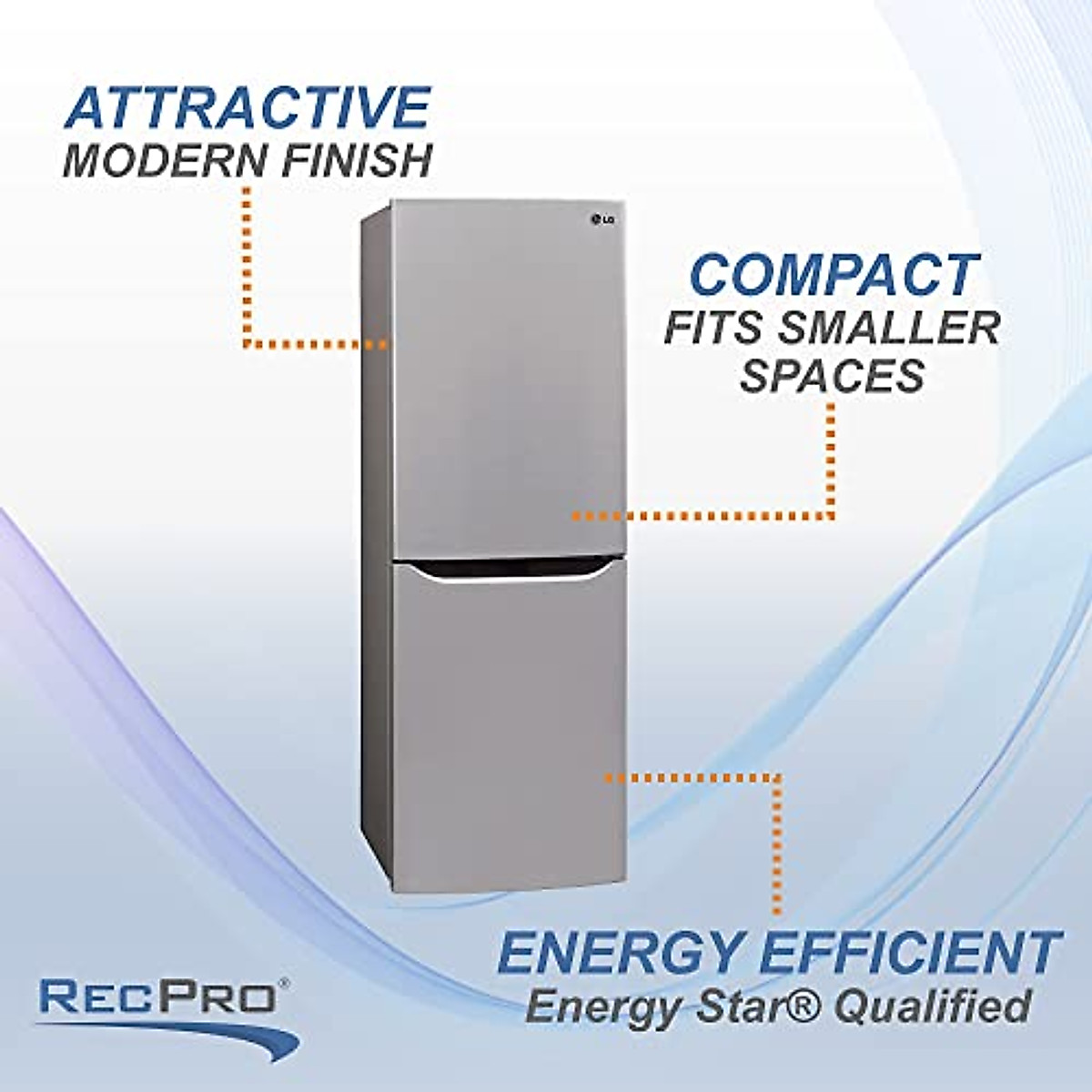 LG RV Refrigerator LBNC10551V 10.1 Cu. Ft. Refrigerator with Bottom Freezer in Platinum Silver with Reversible Door Refrigerator 110V