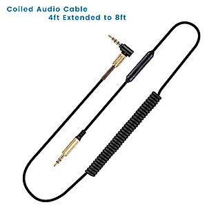 Studio3 Coiled Audio Cable Replacement for Beats Studio3 / Solo3 Wireless Headsets, 3.5mm in-line Mic/Volume Control Headphone Cord Works on PS5 Xbox One, 8ft