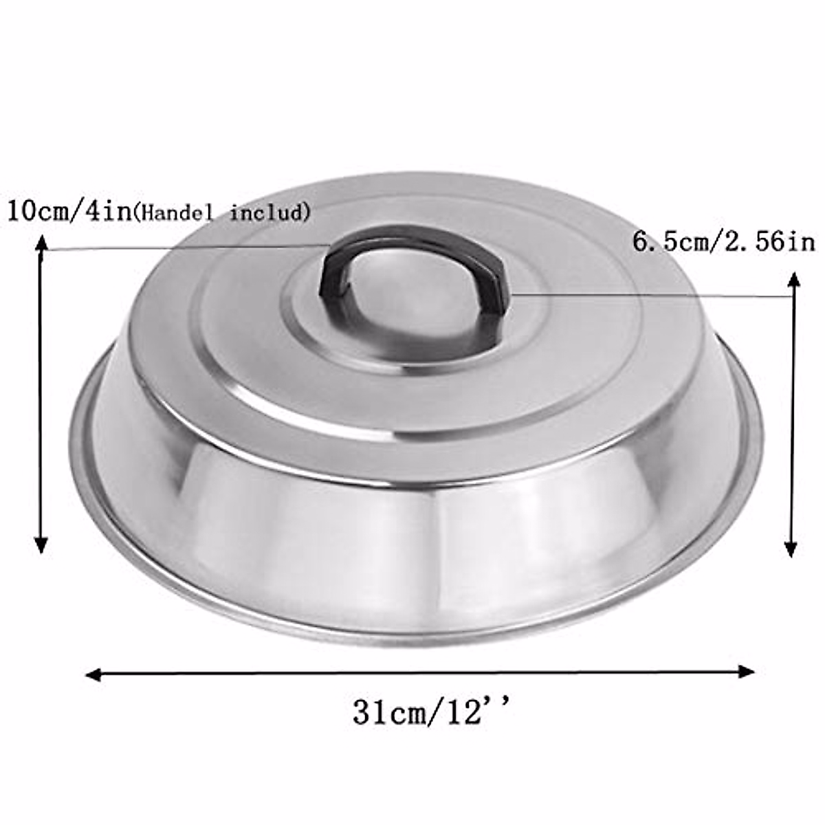 BBQ Accessories 12 Inch Round Stainless Steel Basting Cover - Cheese Melting Dome Round Cast Iron Grill Press Kit for Hamburger Bacon Steak, Best for Blackstone Camp Chef Flat Top Griddle Grill