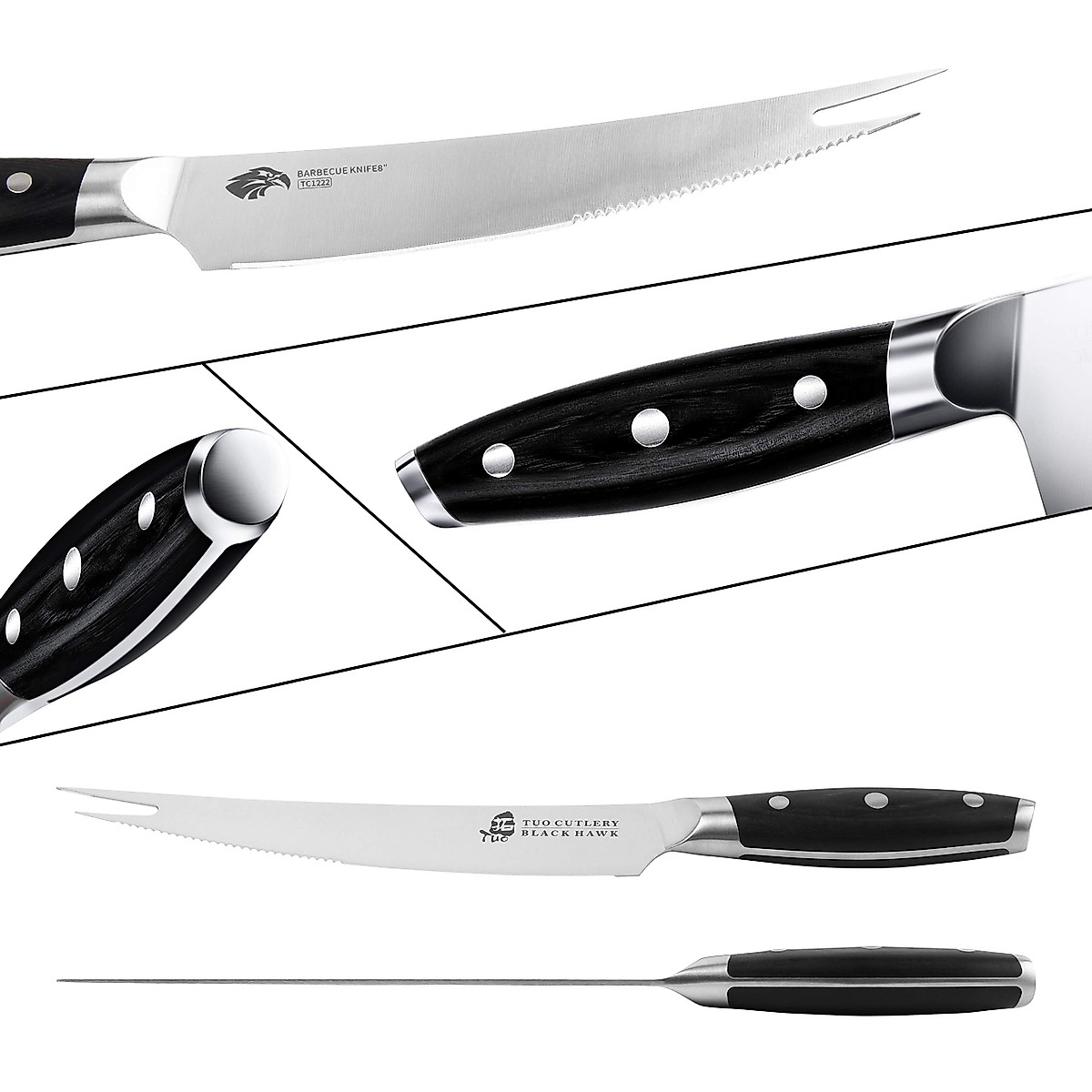 TUO Chef Knife - 6 inch Professional Kitchen Knife - Japanese Gyuto Knife - G10 Full Tang Handle - BLACK HAWK S Series with Gift Box