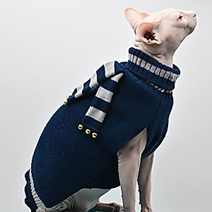 Sphynx Cat Clothes Bell Rings Sweater Hairless Cat Clothes Devon Clothes Cat Apparel for Small Kitten and Dogs (XX-Large)