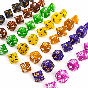 30 Set DND Double-Colors Polyhedron Dice Set for Dungeons and Dragons D&D RPG MTG Table Games D4 D6 D8 D10 D% D12 D20 30 Colors Dice (210 Pieces)
