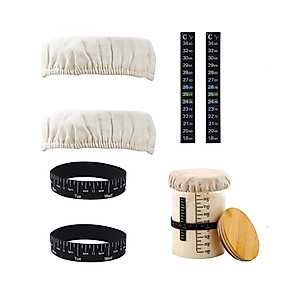 Replacement Set for Sourdough Starter Jar Kits with Cloth Cover, Temperature Gauge, and Date Bands - Upgrade Your Fermenting Experience