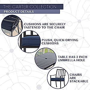 Mod Furniture Carter 7-Piece Modern Outdoor Patio Furniture Dining Set with All-Weather Aluminum Frames, 6 Padded Dining Chairs and 72"x40" Slat Table