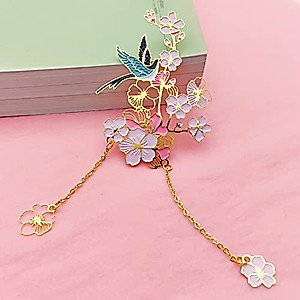 Pemilosci Bookmarks Flower Pendant in Gift Box Mothers Teachers Friends Birthday Christmas Retirement Cute Gifts for Teacher Friends Coworkers Friend Reader Book Lovers Women (Cherry Blossom)