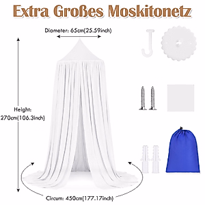 Sublaga Wihte Canopy, Princess Bedroom Decor, Canopy for Girls Room, Room Decorations for Girls, Girls Canopy for Bed, Soft Smooth Playing Tent Canopy Girls Room Decoration Princess Castle