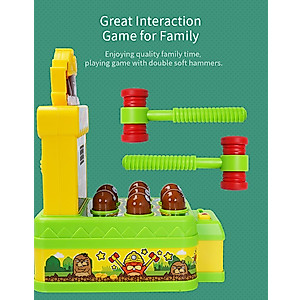 PowerTRC Whack Game Mole Toddler Toys, Mini Arcade Pounding Toys Set with 2 Hammers for 3 4 5 6 7 8 Years Old Boys Girls, Whack Mole Game Toy Interactive Early Developmental Toy