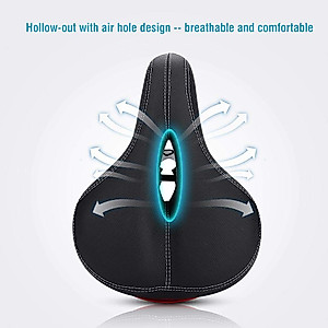 Qiter Bike Saddle, Mountain Road Bike Soft Seat Saddle with Tail Light Replacement Bicycle Accessories