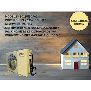 TUTTOKOOL 12000 BTU Wifi Enabled 20 SEER2 Cools Up to 550 Sq.Ft 110-120V Energy Efficient Mini Split Air Conditioner & Heater Ductless Inverter System, with 1 Ton Heat Pump