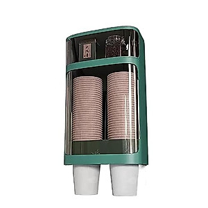 Disposable Water Cup Dispenser with Top Storage Box for Tea Bags or Coffee Capsules, Automatic Paper Cup Extractor, Fits Cone or Flat Bottom Cups,Wall Cup Holder for Bathroom Home Hospital Office Gym