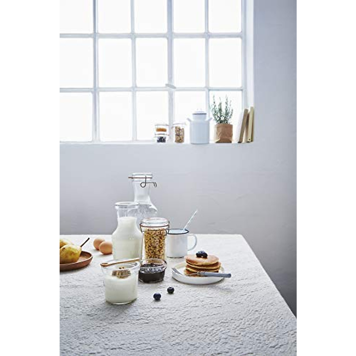 Luigi Bormioli Lock-Eat 3 Piece Jar Set 25.25 oz, 50.75 oz, 34 oz, Set of 3, Clear