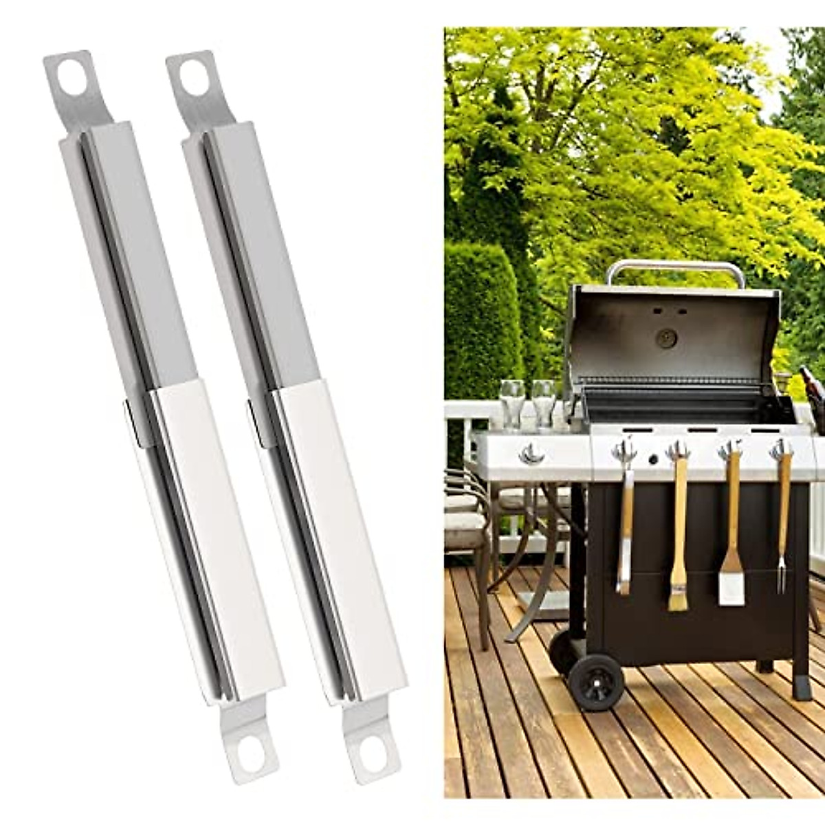 6PCS Crossover Tube Adjustable 130mm- 210mm Stainless Steel Pipe Burner Tube Replacement Parts for Most Grills Compatible with Kenmore Thermos