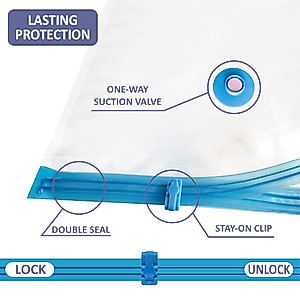 25 Pack Space Saver Bags (5 Jumbo/5 Large/5 Medium/5 Small/5 Roll) Compression Storage Bags for Comforters and Blankets, Vacuum Sealer Bags for Clothes Storage, Hand Pump Included