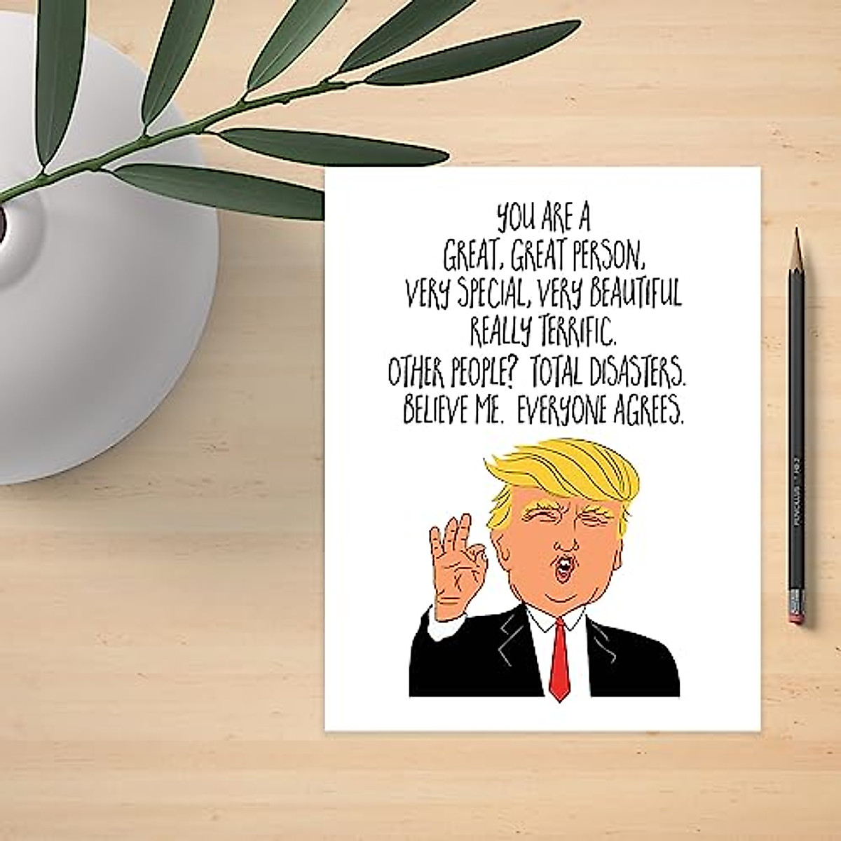 Andaz Press Funny Jumbo Thank You Card With Envelope 8.5 x 11 inch, Funny Greeting Card, Trump Great Person, 1-Pack, Huge Large Group Greeting Card, Includes Envelope