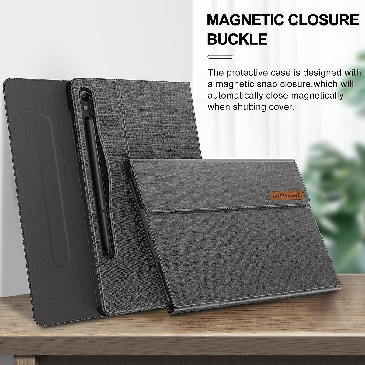 INFILAND Galaxy Tab S9 / S8/ Tab S7 Case, Multi-Angle Stand Cover Compatible with Samsung Galaxy Tab S9/ Tab S8/ Tab S7 11 Inch SM-X710/SM-X716B/SM-X718U 2023 Tablet [Auto Wake/Sleep], Dark Gray