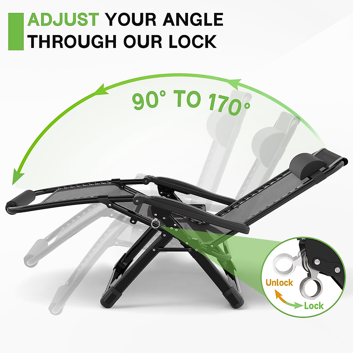 ZENPETIO 29In XL Zero Gravity Chair w/Cushion, Zero Gravity Recliner Lounge Chair for Indoor and Outdoor, Reclining Camping Chair for Lawn, Anti Gravity Chair with Cup Holder and Footrest, 440LBS