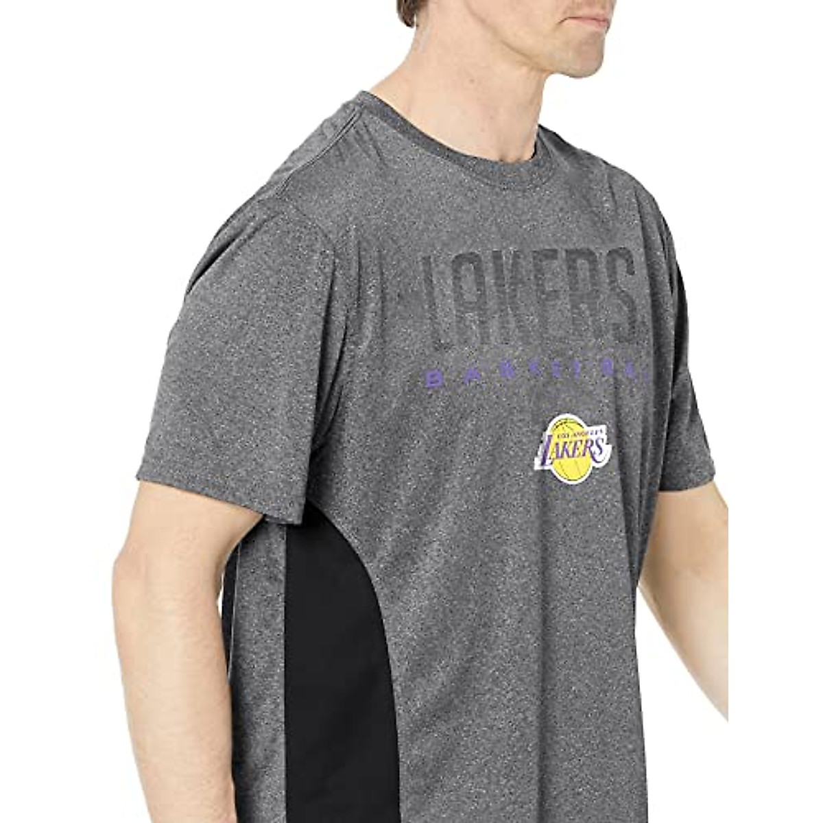 Ultra Game NBA Los Angeles Lakers Mens Active Tee Shirt, Charcoal Heather, Large