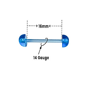 Luxe Modz BodyJewelryOnline Tongue Rings Barbells [9 Pieces], Multiple Colors, Flexible Acrylic Shaft, Half-Ball Ends [Top/Bottom] 14 Gauge/16mm, Hypoallergenic, Comfortable, Easy [Wear/Remove]