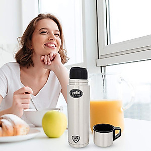 Cello Cup Style Stainless Steel Flask, Silver (Silver, 1 LTR)