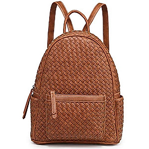 SHOMICO Women Woven Backpack Purse Trendy Stylish Casual Day back Handbag (small camel woven)