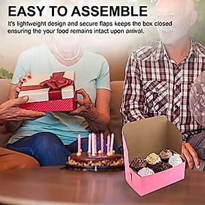 MT Products Pink Cookie Boxes - Size 8" x 5" x 3 1/2" (25 Pieces) Clay Coated Kraft Bakery Box No-Window - Made in the USA