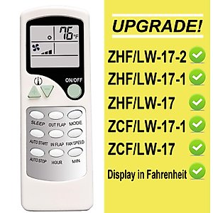 Replacement For QUIETSIDE Turbo Air Air Con Celiera Air Conditioner Remote Control Model Number: Zhf/Lw-17-1 Zhf/Lw-17 Zcf/Lw-17-1 Zcf/Lw-17 ZHF/LW-17-2 Works For AC Model Tas-18vh Tas-24vh