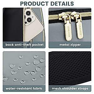 LOVEVOOK Laptop Backpack for Women, Travel Backpack Light Weight, Large Capacity Computer Backpack Purse for Work, Casual Daypack with USB Charging Hole(Black-Grey-1,15.6 Inch)