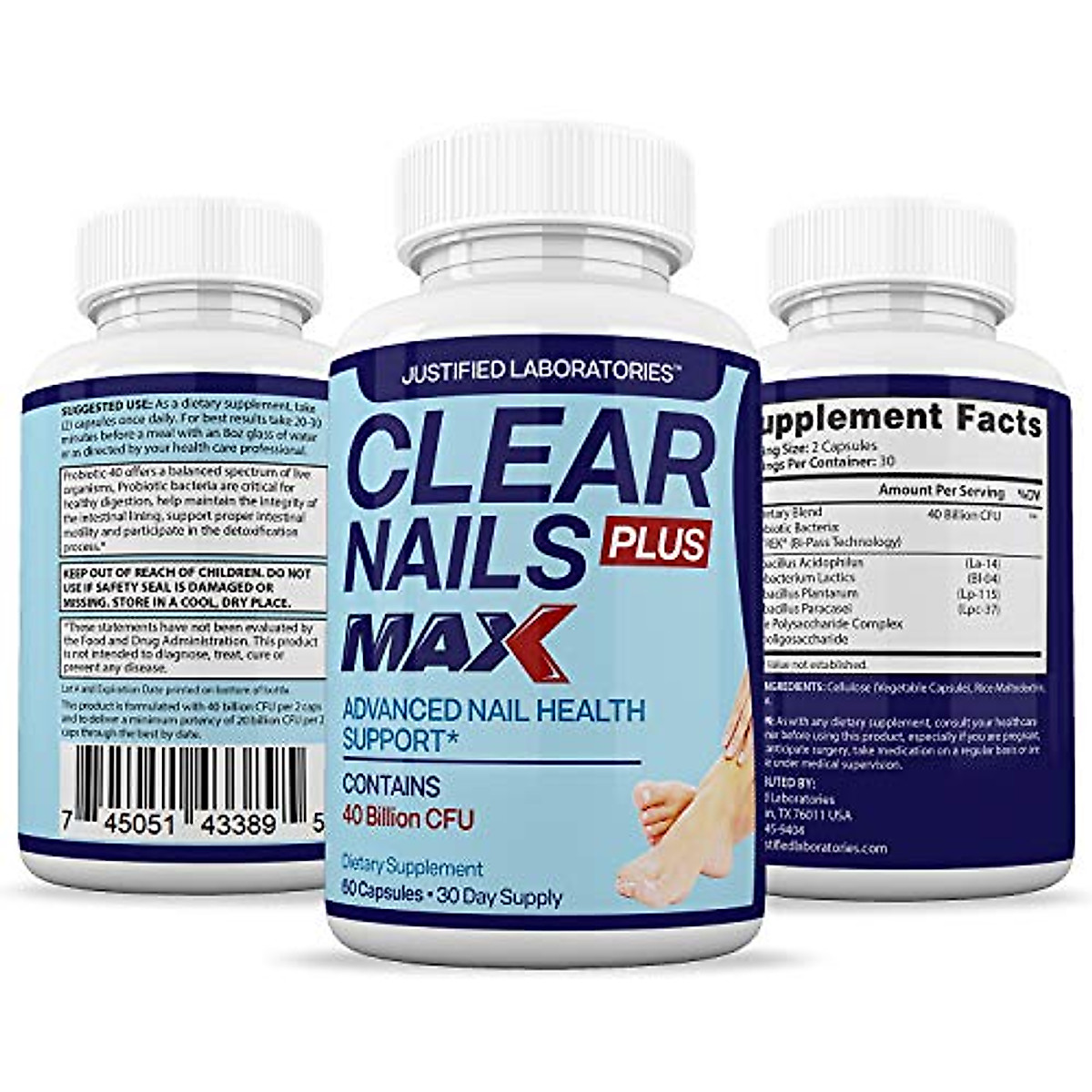 (3 Pack) Clear Nails Plus Max Pills 40 Billion CFU Probiotic Supports Strong Healthy Natural Clear Nails 60 Capsules