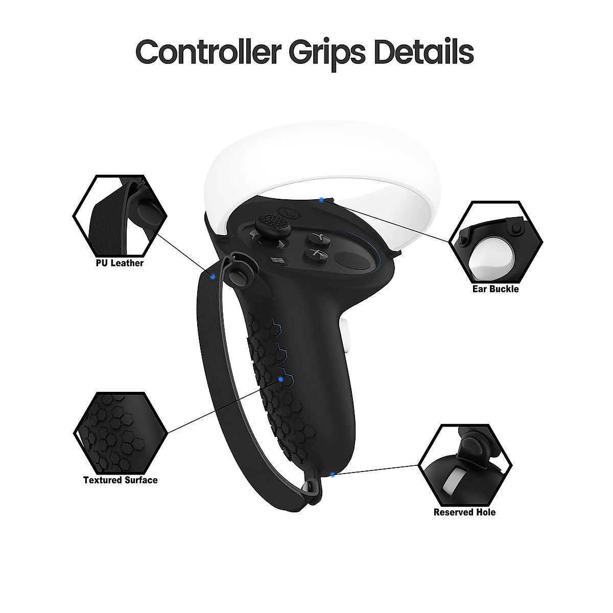 Controller Grips Compatible with Oculus Quest 2 Accessories, Silicone Grip Cover Protector, Soft Shell Skin by Gwyoneaon