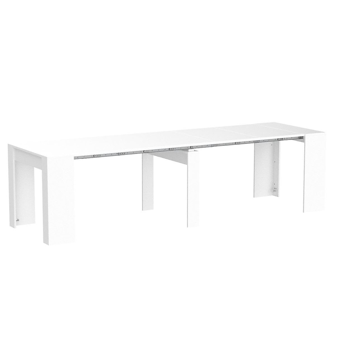 SSLine Rectangular Extendable Dining Table 35"-118" Super Long Conference Meeting Table for 6 8 12 People Modern White Expandable Kitchen Tables for Home Office Computer Table