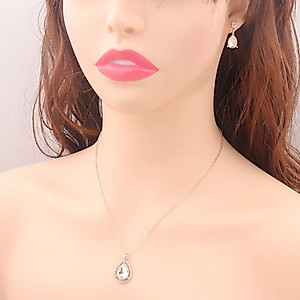 SPRJF Bridesmaid Jewelry Set for Women Pendant 18K Gold & Silver & Rose Gold Pendant Necklace Earrings Bracelet Set,Dainty Gift for Wedding/Proposal/Party/Prom/Anniversary