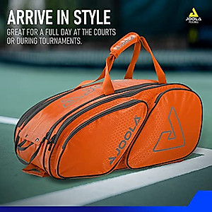 JOOLA Tour Elite Pickleball Bag – Backpack & Duffle Bag for Paddles & Pickleball Accessories – Thermal Insulated Pockets Hold 4+ Paddles - with Fence Hook Orange/Gray