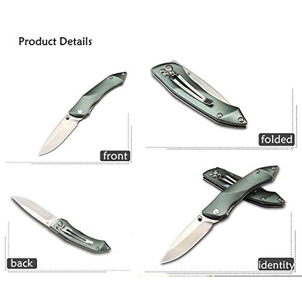 Folding Pocket Knife, Stainless Steel Blade 8cr13mov, Lightweight Aluminum Handle, Safety Liner-Lock, Belt Clip, Perfect for Camping, Hunting, Hiking, and Every Day Carry EDC