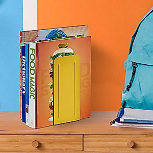 Acrimet Jumbo Premium Metal Bookends 9" (Heavy Duty) (Yellow Color) (1 Pair)