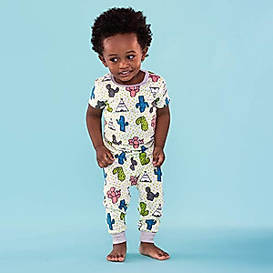 Lamaze Organic Baby Baby Boys' Toddler Short Sleeve Tight Fit Sleepwear, Blue Whales, 4T