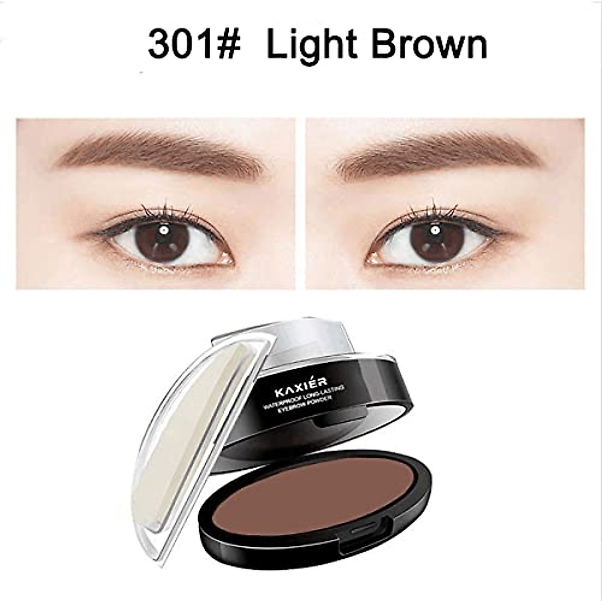 Moakxer Eyebrow Powder,Waterproof Eyebrow Stamp Powder Seal Perfect Nature Eye Brow Powder Tinting Coloring Kit Delicate Shape (301# Light Brown)