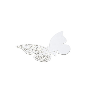 WDONAY 3D Butterfly Wine Glass Cup Cards Wedding Place Card Pearlized Paper Table Number Cards Decoration for Cakes Party Home Celebration 50 Pcs（White）