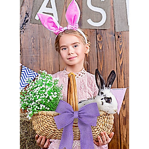 Estivaux Happy Easter Wired Edge Ribbons 2.5 Inch ×10 Yards, Purple Burlap Ribbon Bows Spring Holiday Ribbon Mesh Net Craft Ribbons for Gift Wrapping Spring Easter Party Decorations