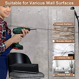 Bjiotun Toilet Paper Holder with Shelf Wall Mounted Toilet Paper Storage, Double Roll Tissue Holder Dispenser Bathroom Toilet Paper Holder (Matte Black)