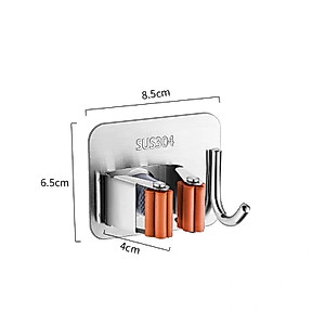 Generic 2 Pack Mop Holder Wall Mount Stainless Steel with Hook, Screw Drilling or Self Adhensive Broom Holder, Storage Rack for Closet Laundry Garage Garden Tool Origanizer, Orange