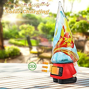 REYISO 11.4'' Solar Gnomes Garden Statues, Outdoor Garden Decor,Garden Gnomes Figurine Lights,Solar Resin Garden Statues Warm White Lights, Gnomes Decorations for Yard