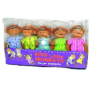 MerryMakers Five Little Monkeys Finger Puppet Playset, Set of 5, Polyvinyl Chloride, 5-Inches Each